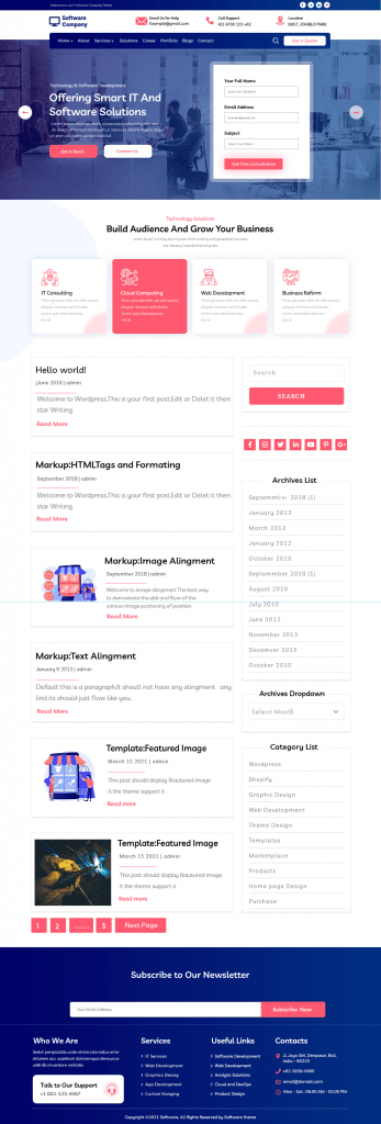 Free Tech Software Company WordPress Theme For Technical Firms.
